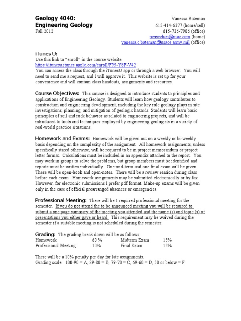 Engineering Geology Course Overview | PDF | Geology | Websites
