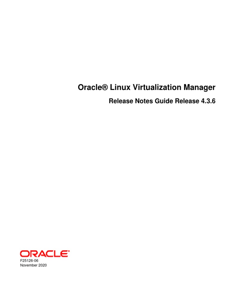 Oracle Linux Virtualization Manager - Release Notes PDF | PDF ...