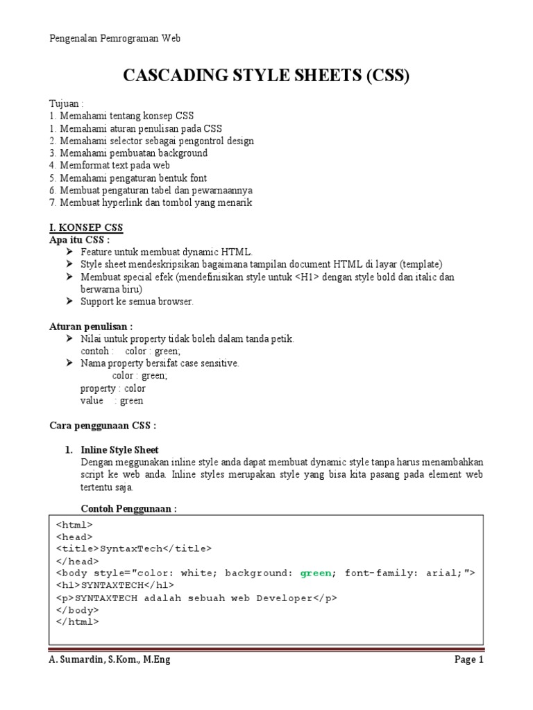 6 Pengantar Css Pdf Pdf 