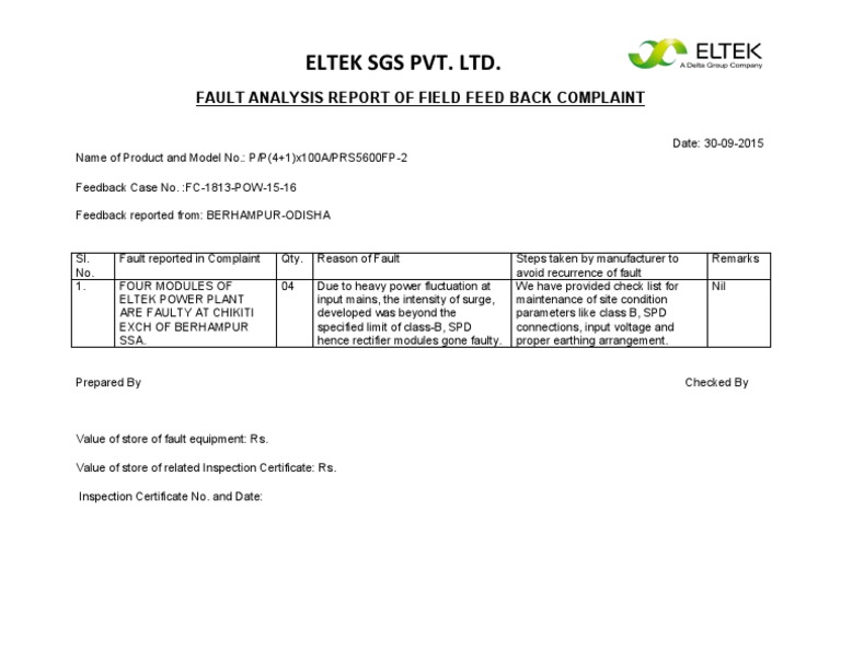 Fault Analysis Report 1813 | PDF