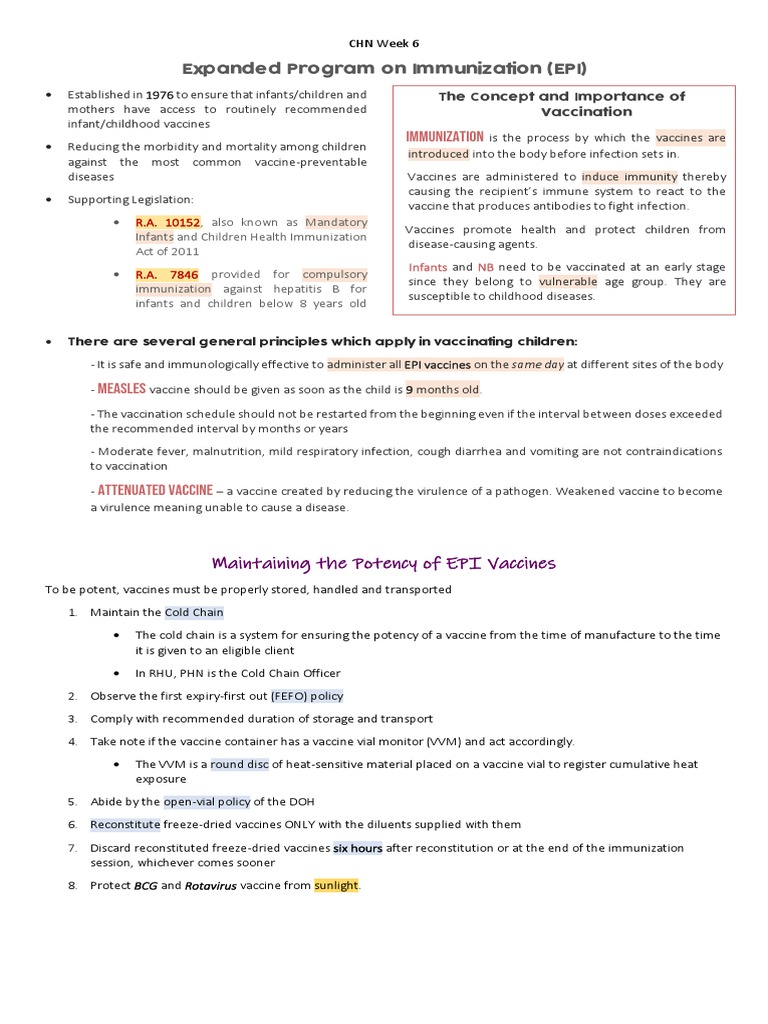Immunization Expanded Program On Immunization Epi Pdf Vaccines Vaccination