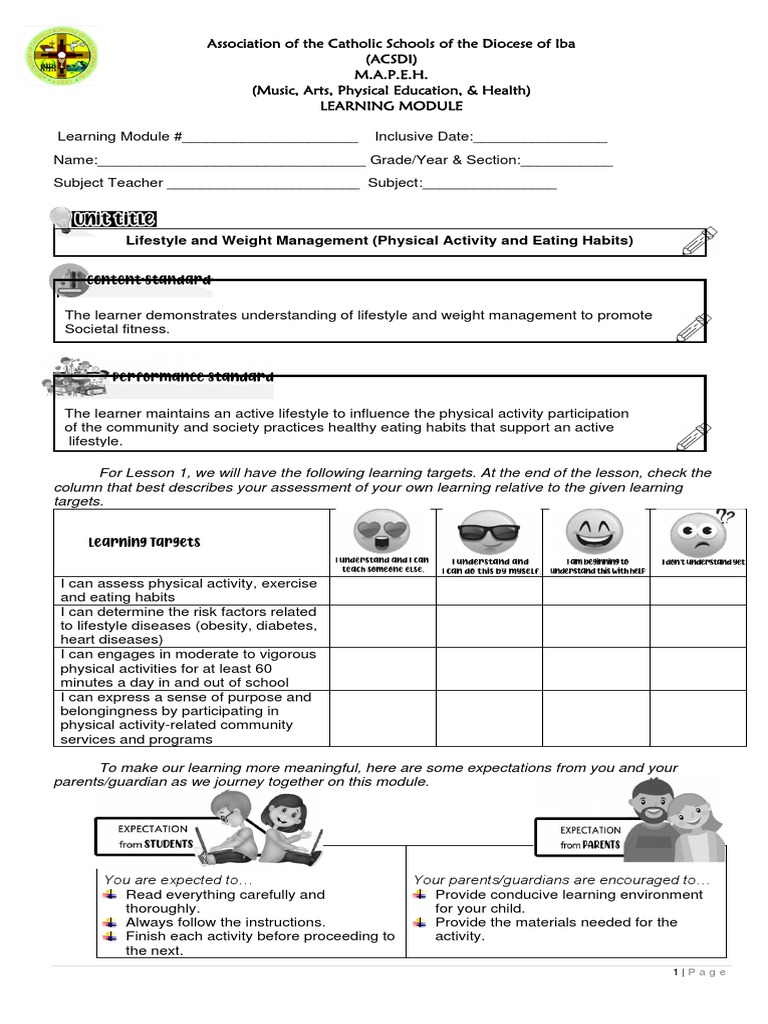 Lifestyle and Weight Management (Physical Activity and Eating Habits ...