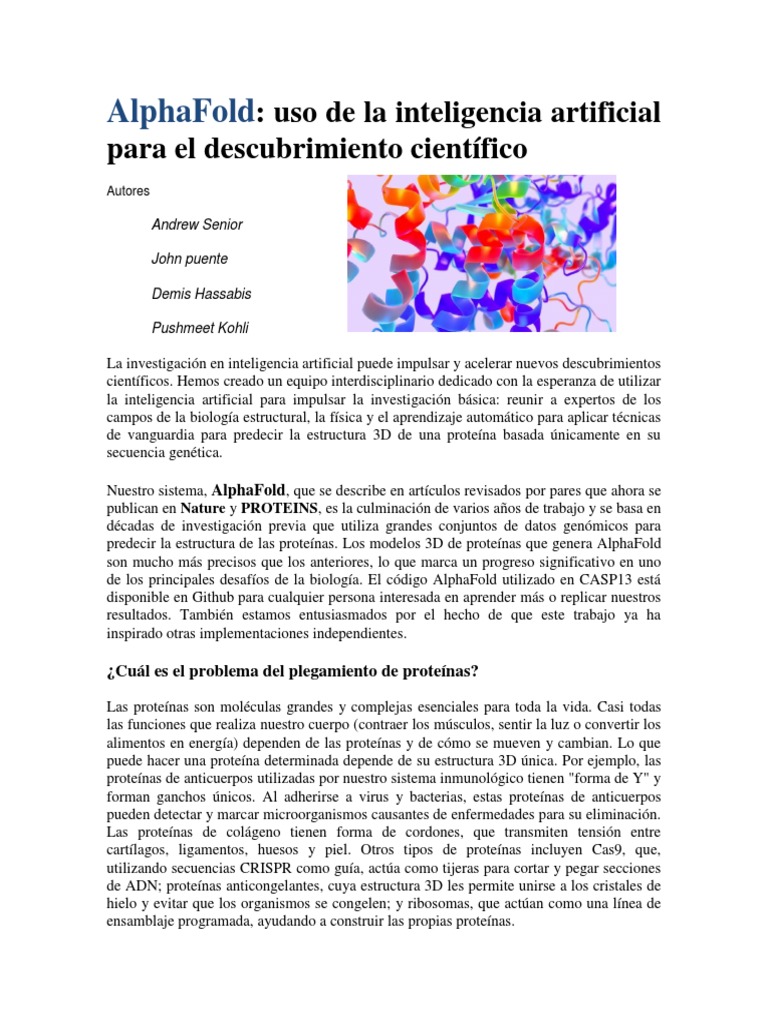 AlphaFold, Inteligencia Artificial para Descubrimiento Científico | PDF | Proteínas | Red ...