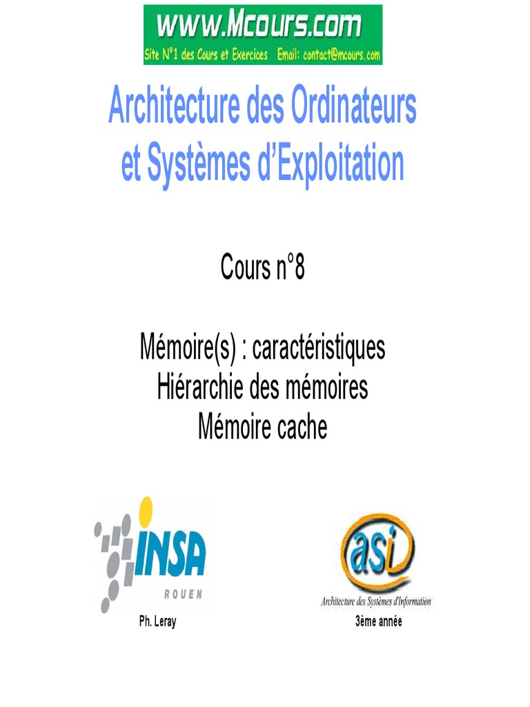 Mémoire Cache : Caractéristiques et Performances | PDF | Cache ...