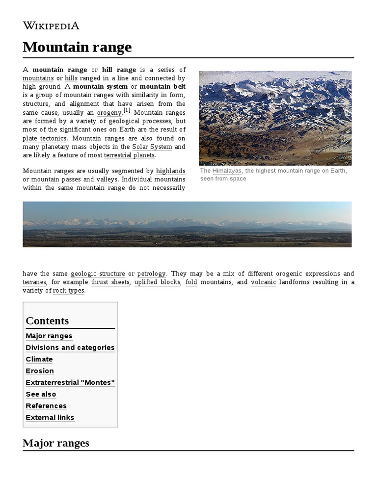 Mountain Range | PDF | Geomorphology | Topography