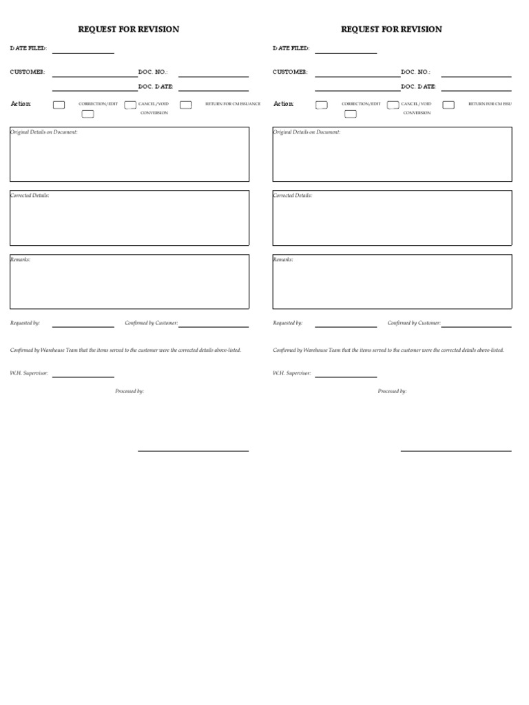 Revision Request Document Template | PDF