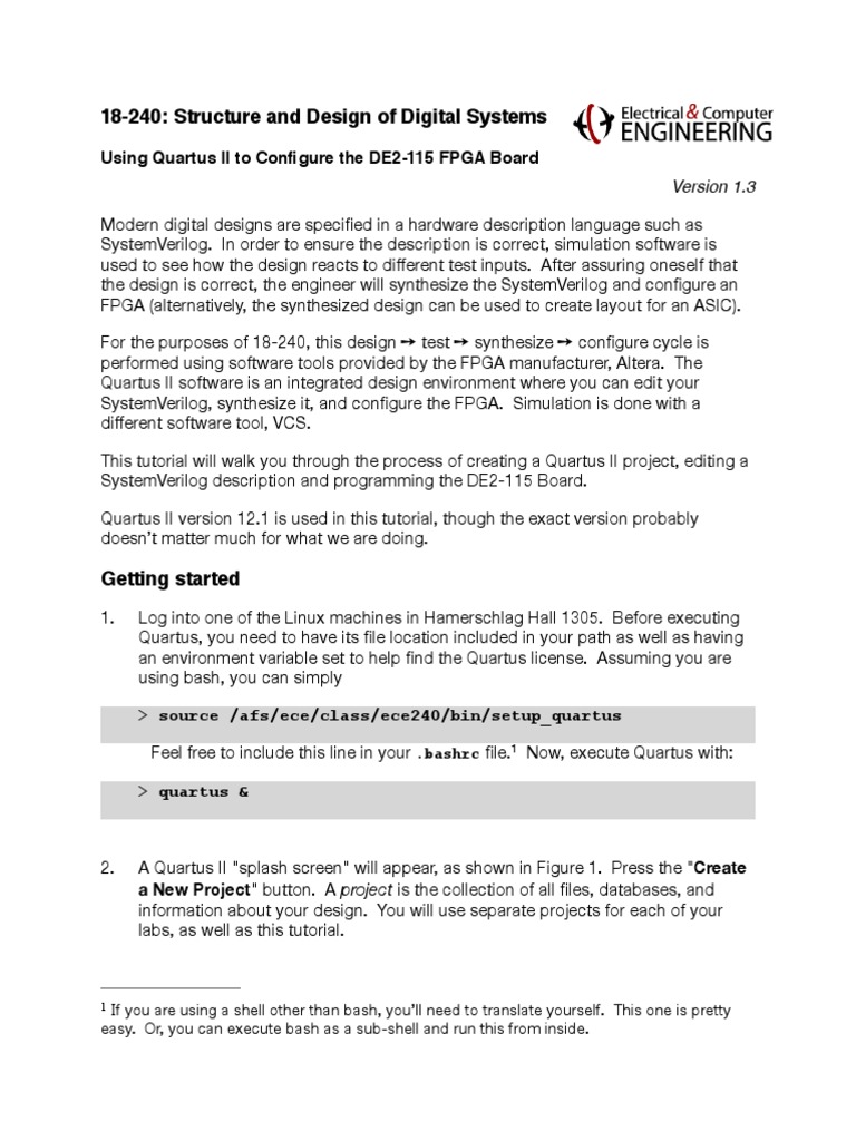 QuartusII Tutorial | PDF | Field Programmable Gate Array | Input/Output