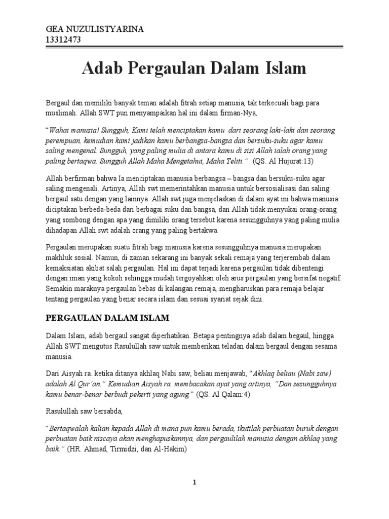 Adab Pergaulan Dalam Islam | PDF