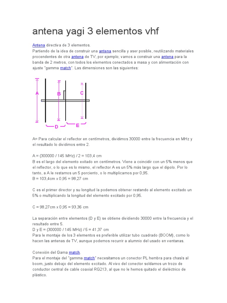 Antena Yagi 3 Elementos VHF | PDF | Antena (Radio) | Tecnología de radio