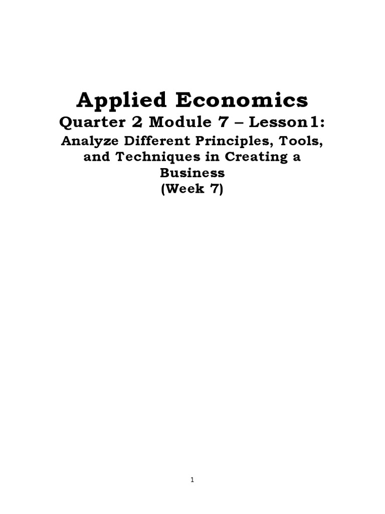 Applied Economics: Quarter 2 Module 7 - Lesson1 | PDF | Profit ...