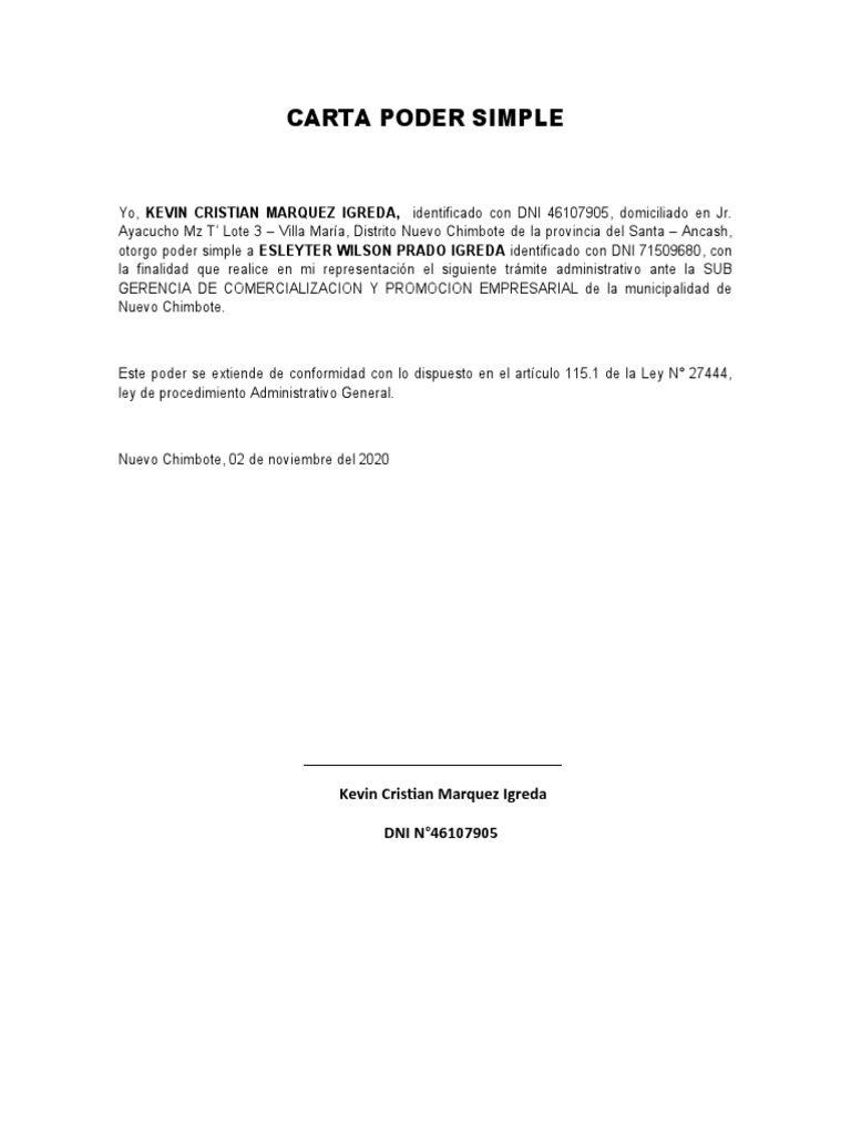 Carta Poder Simple | PDF