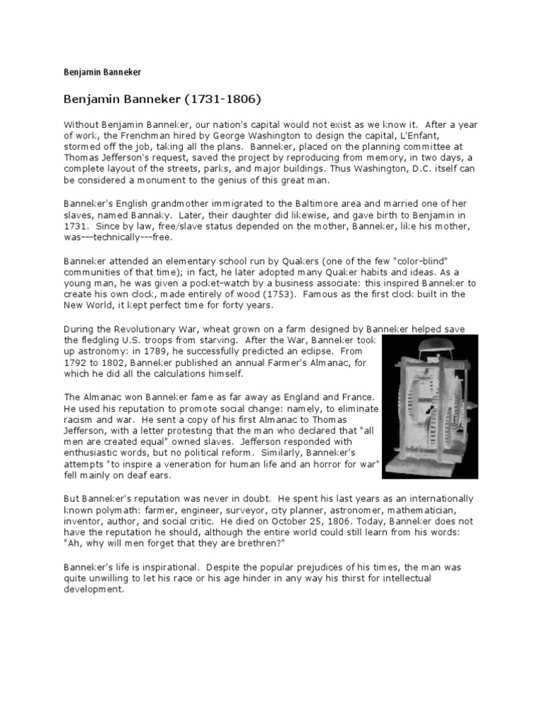 Benjamin Banneker | PDF | Science | Astronomy