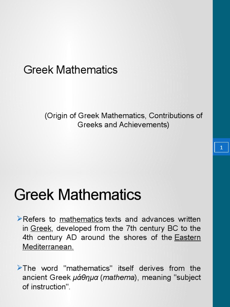 Greek Contributions to Mathematics | PDF | Geometry | Teaching Mathematics