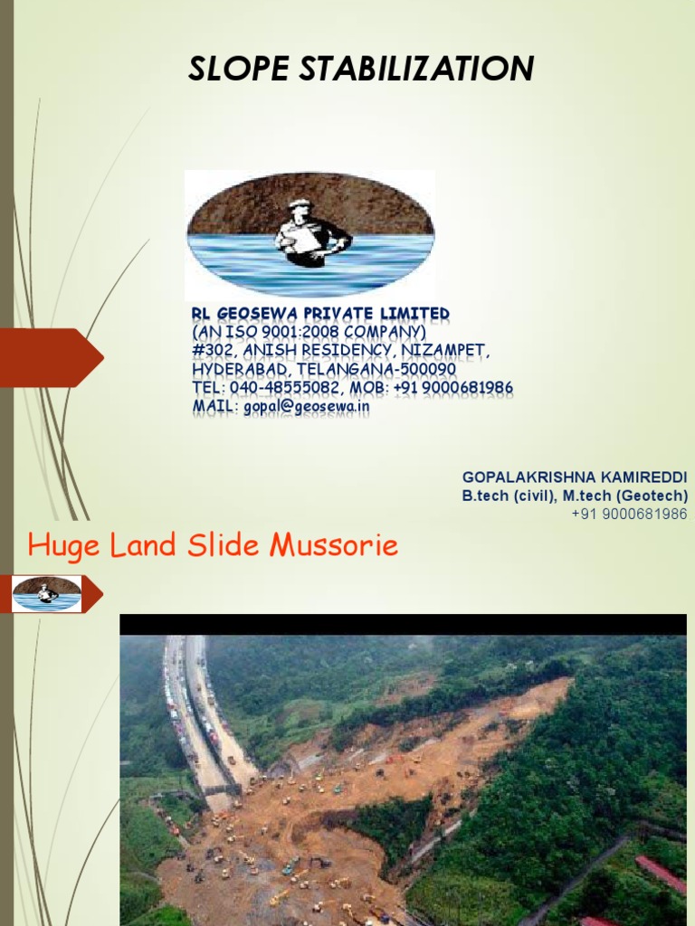 Slope Stabilization: RL Geosewa Private Limited | PDF | Drainage | Erosion