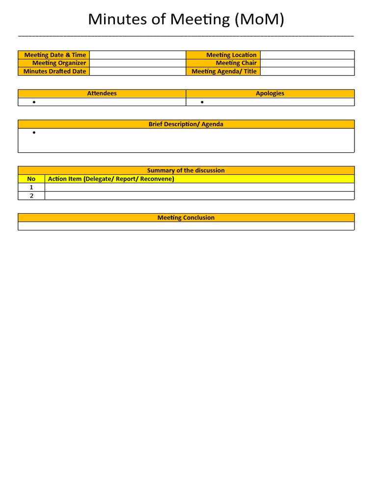 Minutes of Meeting (MoM) | PDF