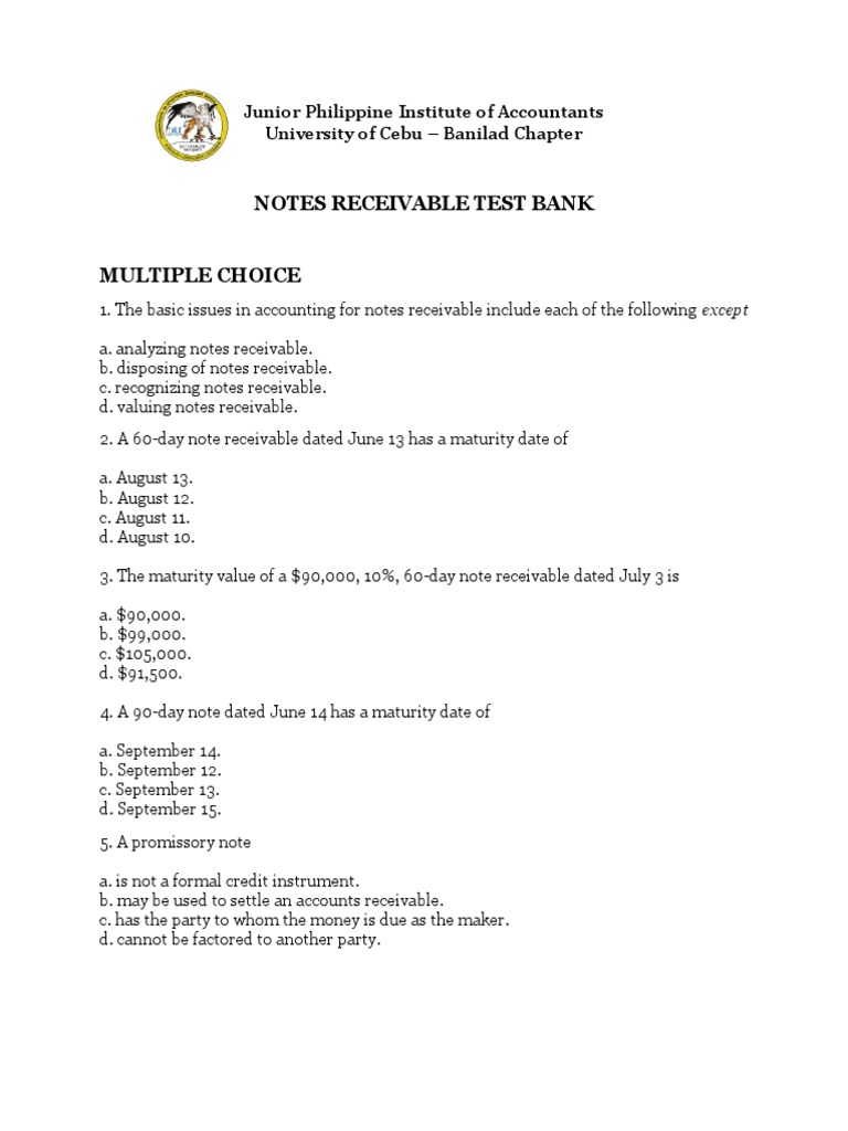 Notes Receivable Test Bank PDF | PDF | Revenue | Promissory Note