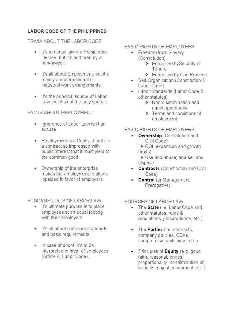 Labor Code of The Philippines | PDF | Employment | Labour Law