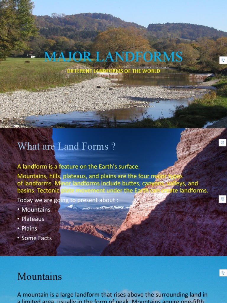 Landforms Mountains Plains Plateaus