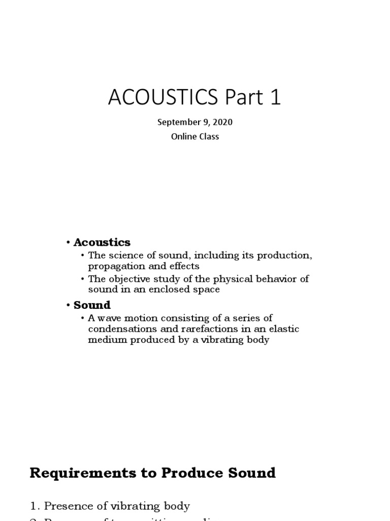 Acoustics Part 1: September 9, 2020 Online Class | PDF | Pitch (Music ...
