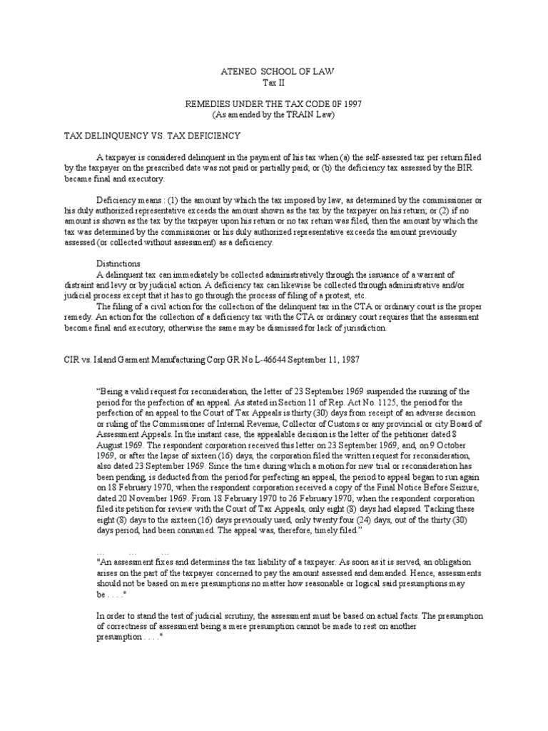 REmedies Procedure Lecture 1 | PDF | Taxpayer | Taxes