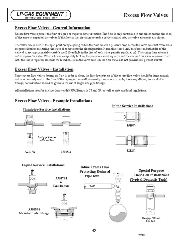 Excess Flow Valves - General Information | PDF | Valve | Pipe (Fluid ...