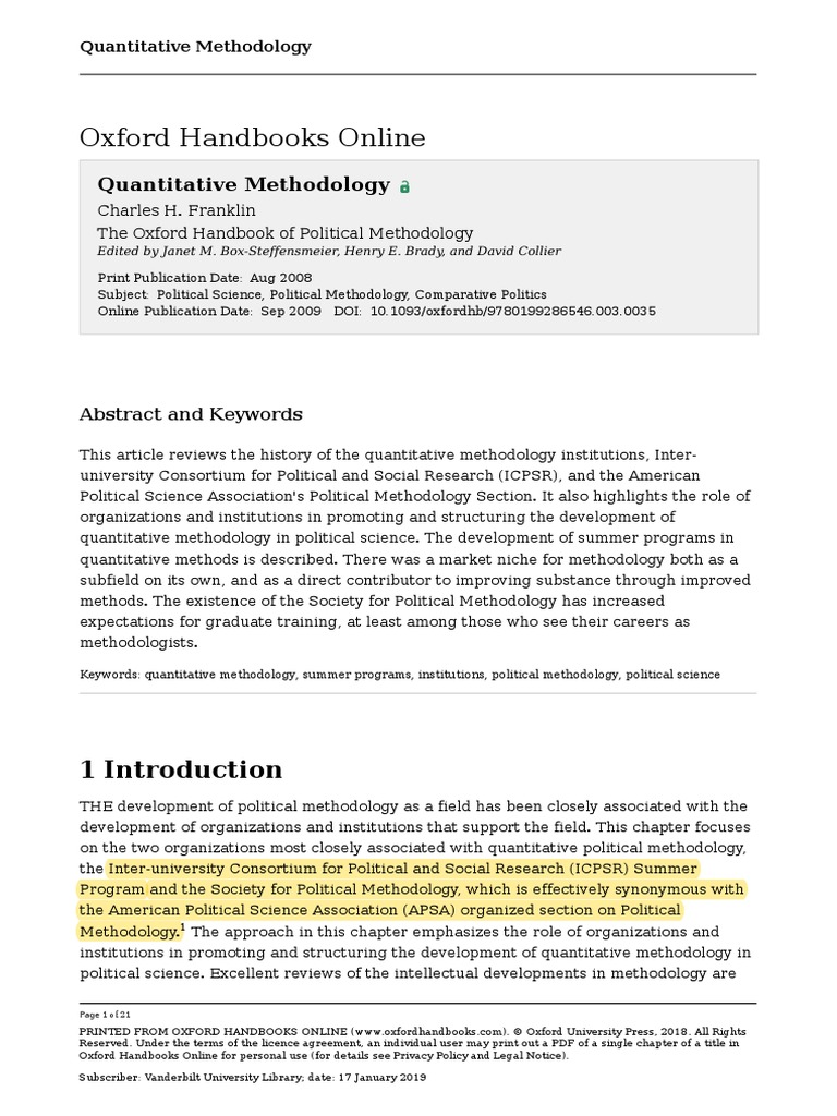 Oxford Handbooks Online: Quantitative Methodology | PDF | Statistics ...