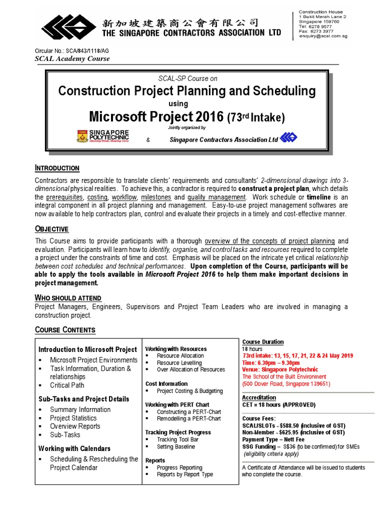 Construction Project Planning and Scheduling Using Microsoft Project ...