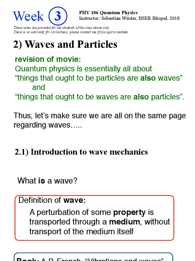 2) Waves and Particles: Revision of Movie | PDF | Diffraction | Waves