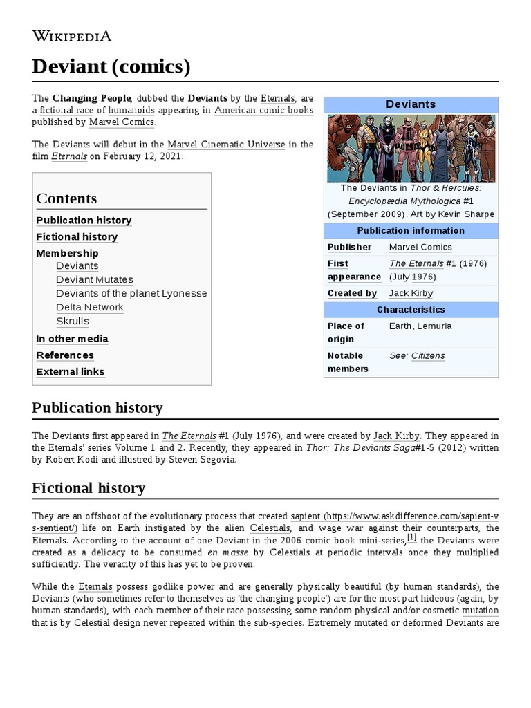 Deviant (Comics) : Publication History Fictional History Membership ...