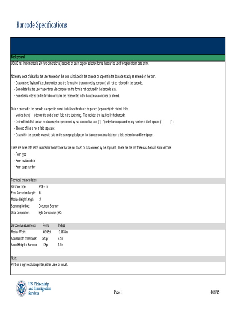 Barcode Specifications: Background | PDF | Barcode | Image Scanner