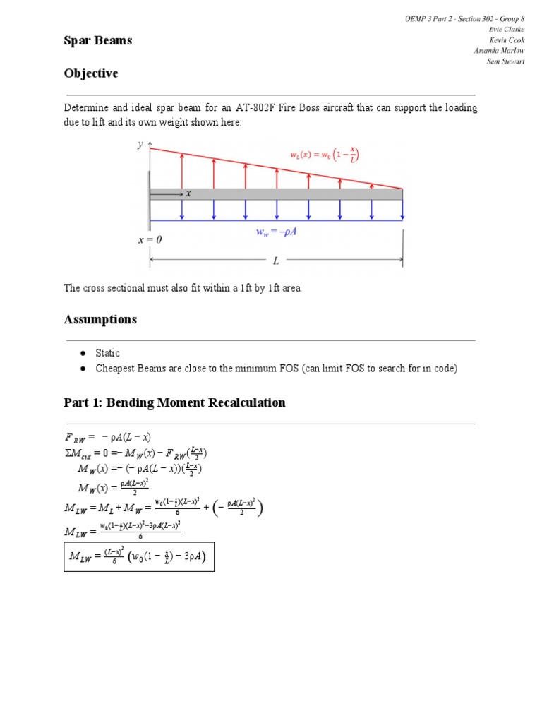 Spar Beams Objective: F A (L M M M M M M W (1 | PDF | Beam (Structure ...