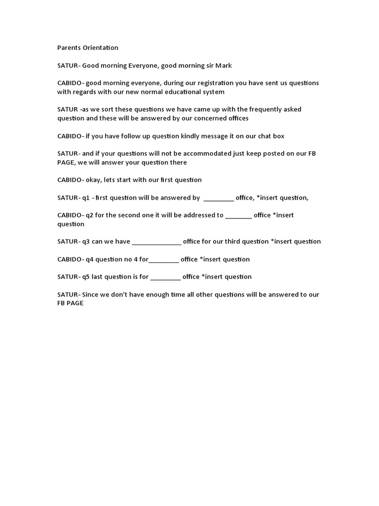 Q and A Script | PDF