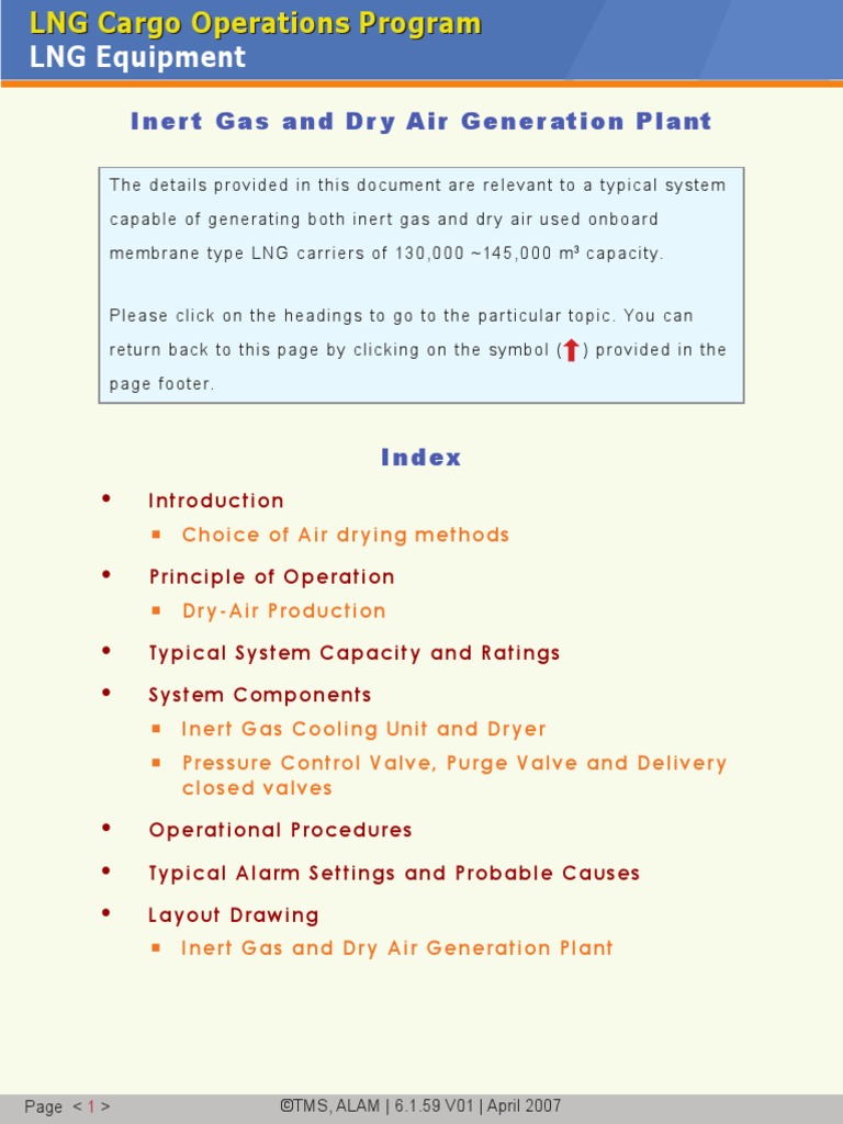 LNG Equipment: Iner T Gas and DR y Air Generation Plant | PDF | Valve ...