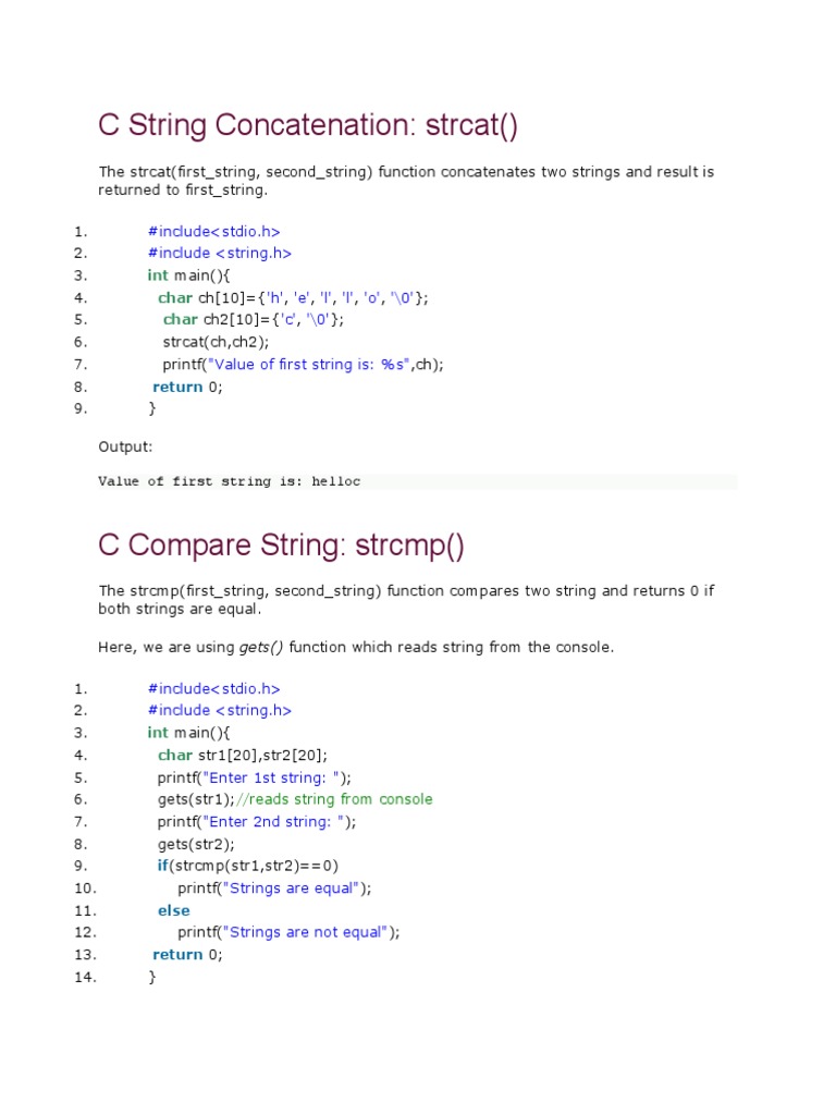 C String Concatenation | PDF