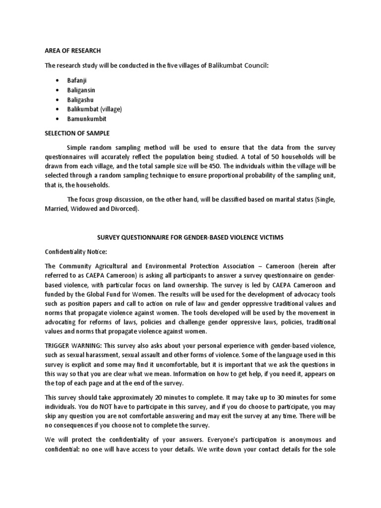 Gender-Based Violence Survey in Balikumbat | PDF | Survey Methodology ...