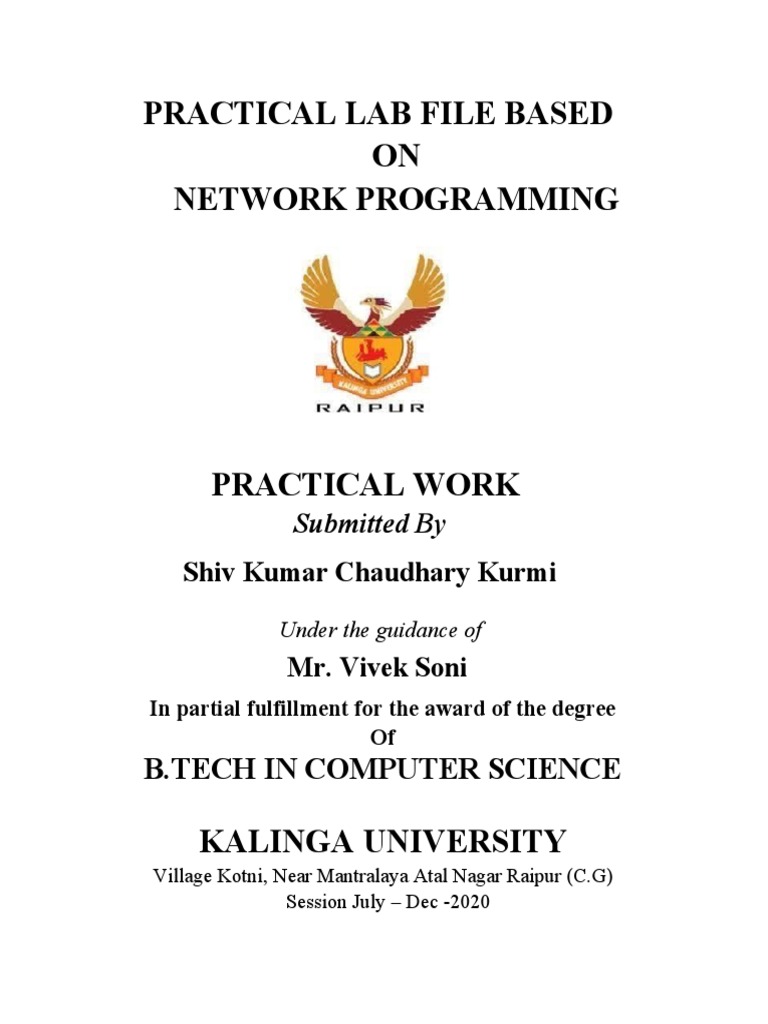 Practical Lab File Based ON Network Programming: Shiv Kumar Chaudhary ...