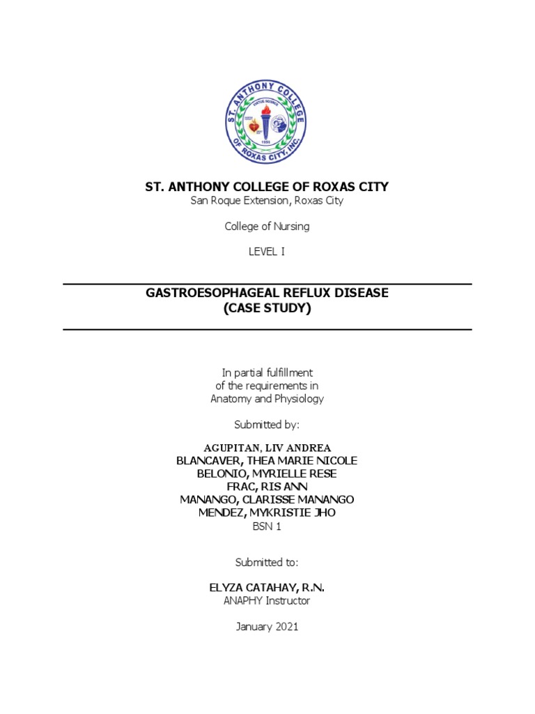St. Anthony College of Roxas City | PDF | Esophagus | Gastroesophageal ...