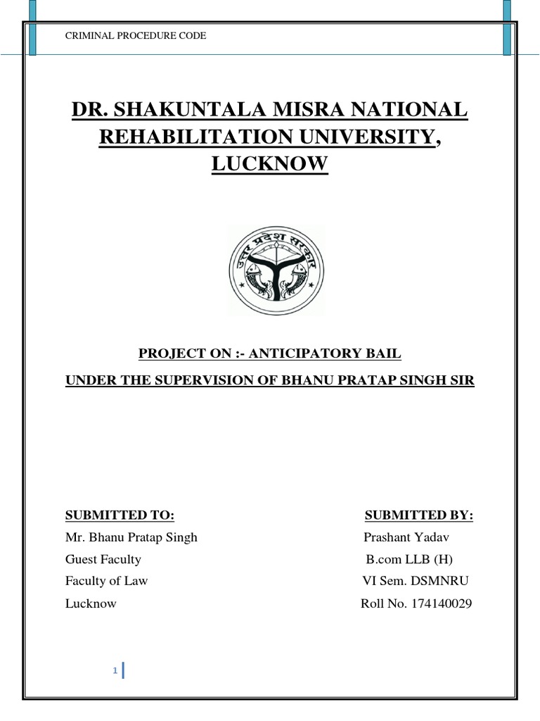 Anticipatory Bail | PDF | Bail | Criminal Procedure In South Africa