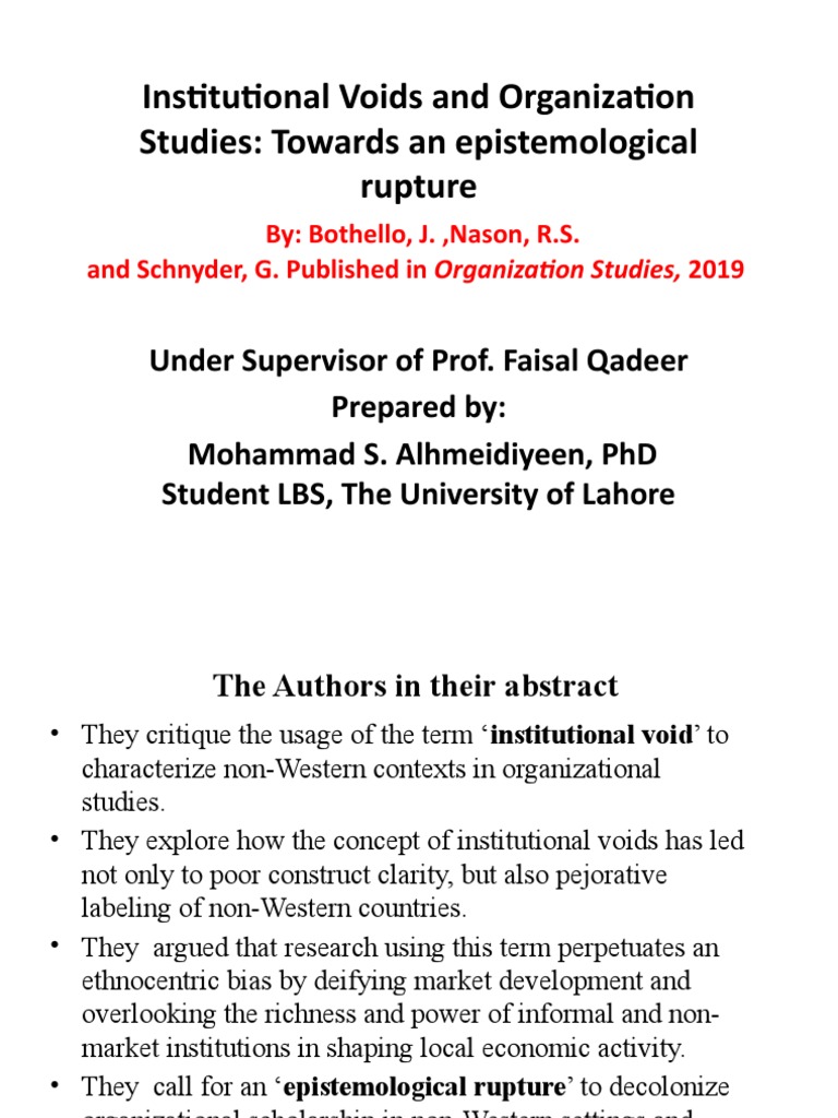 Institutional Voids and Organization | Download Free PDF | Institution ... Institutional Voids and Organization | Download Free PDF | Institution ...