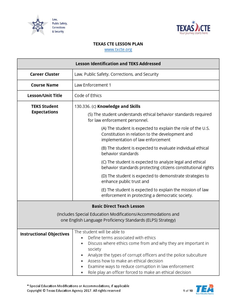 Texas Cte Lesson Plan: Special Education Modifications or ...