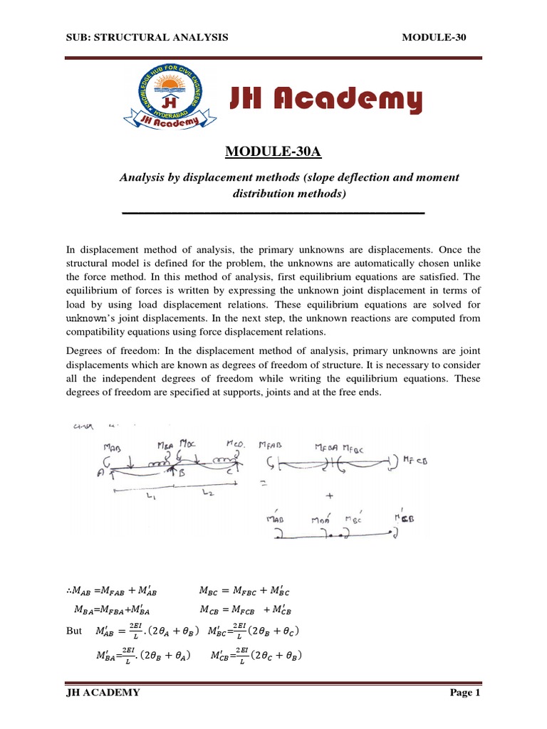 Analysis by Displacement Methods (Slope Deflection and Moment | PDF ...