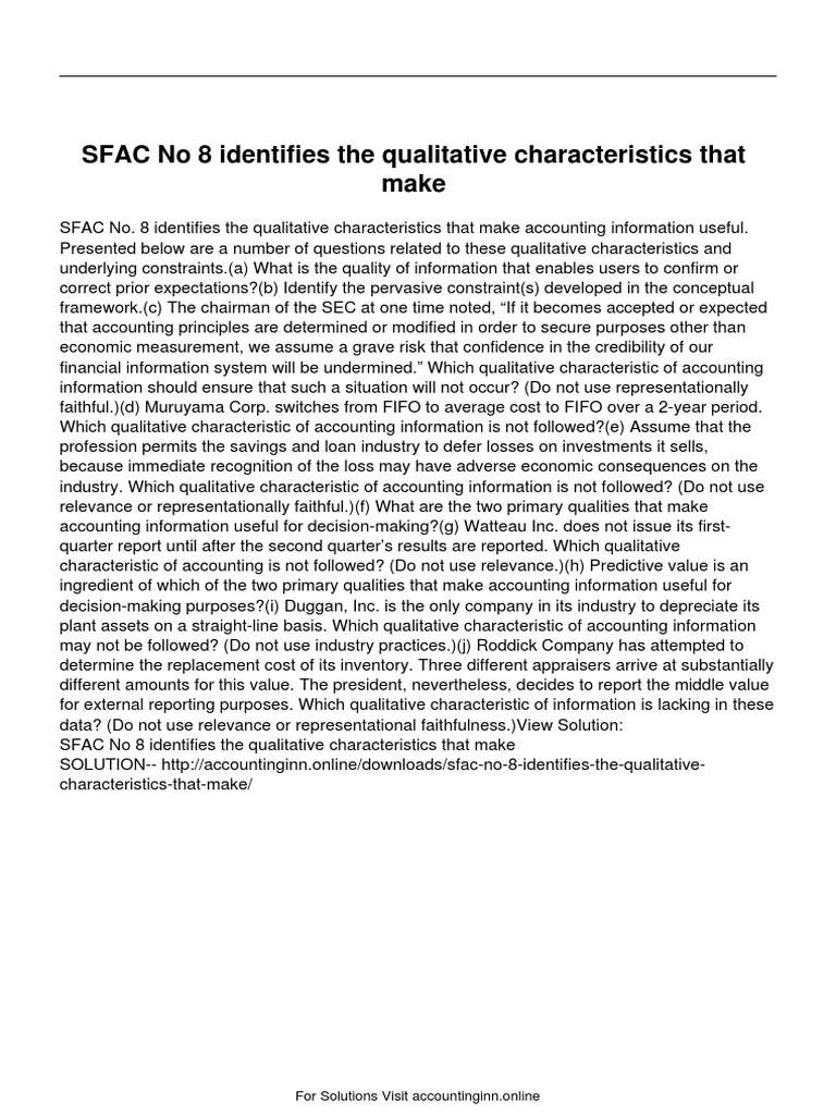 Qualitative Characteristics in SFAC No. 8 | PDF | Accounting | Depreciation