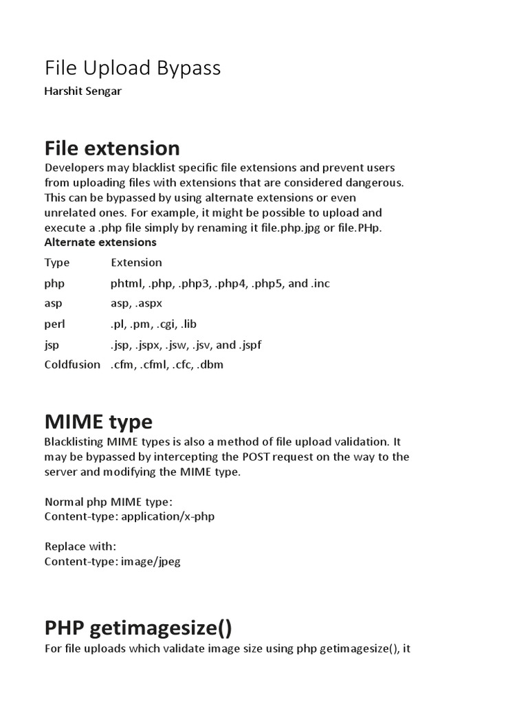 File Upload Bypass PDF | PDF | Zip (File Format) | File Format