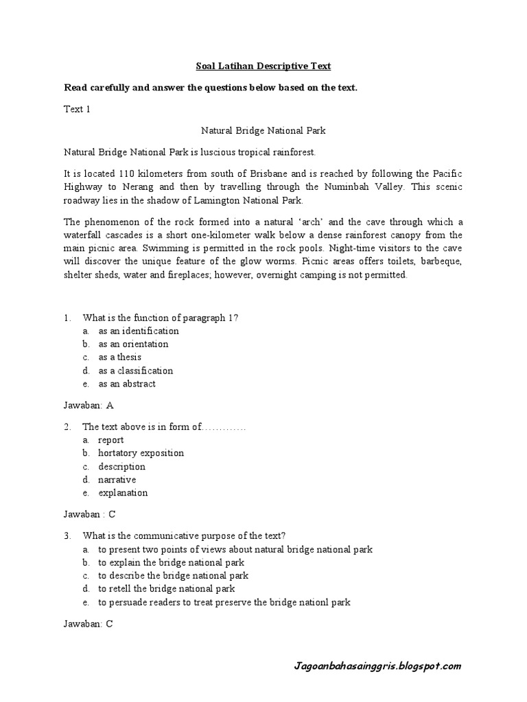 Descriptive Text 16 Soal Dan Jawaban | PDF