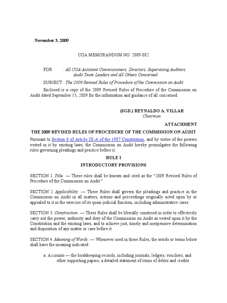 COA Rules of Procedure | PDF | Audit | Contempt Of Court