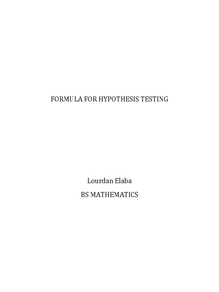 Formula For Hypothesis Testing Pdf Student S T Test Standard
