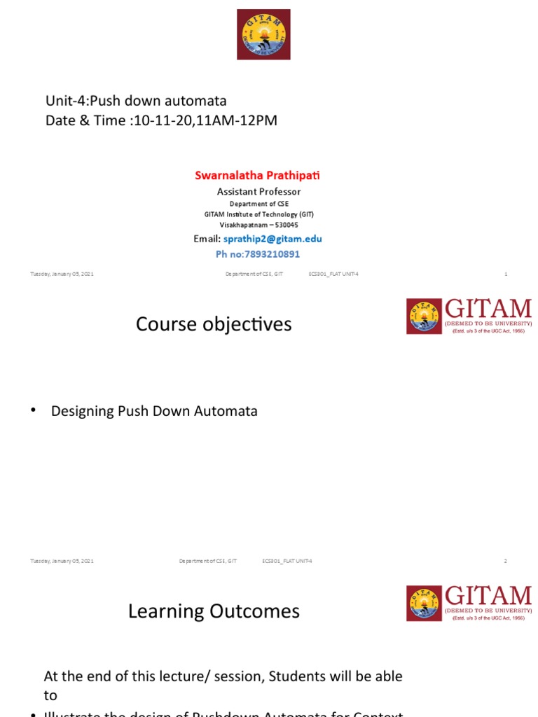 Push Down Automata | PDF | Theoretical Computer Science | Formal Methods