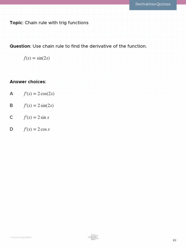 Chain Rule Derivatives of Trig Functions | PDF | Teaching Methods ...