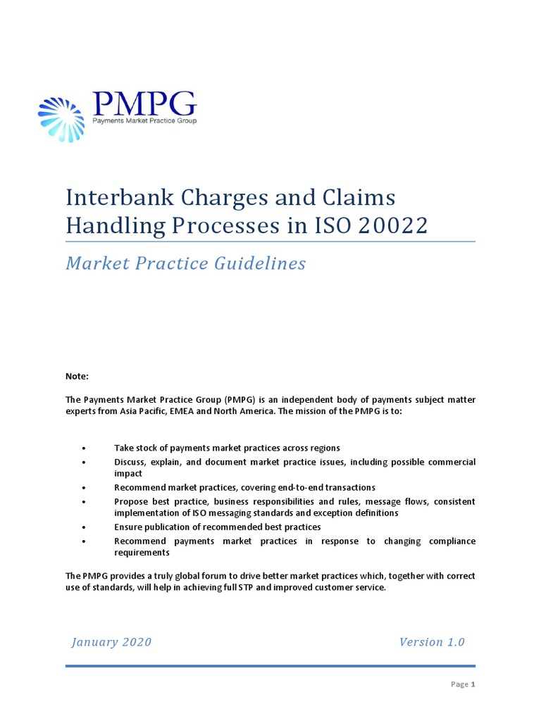 Interbank Charges and Claims Handling Processes in ISO 20022 | PDF | Payments | Financial ...