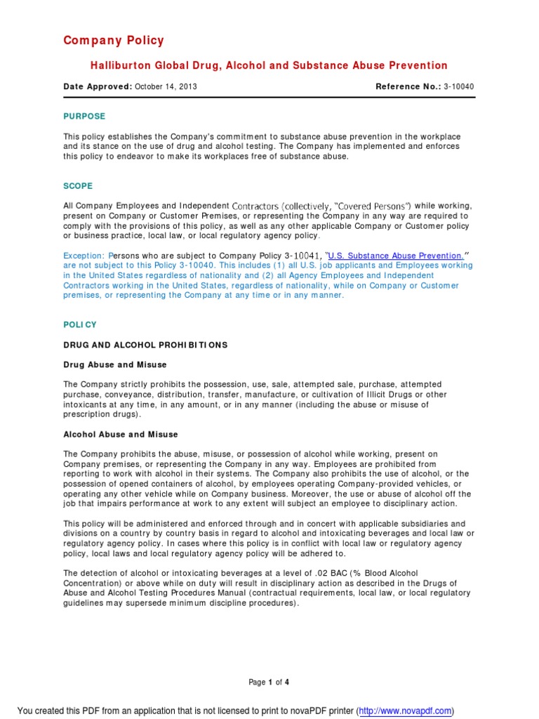Alcohol Policy Signature | PDF